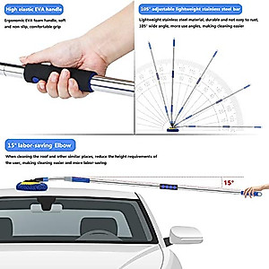 66'' Car Wash Brush with Long Handle, Chenille Microfiber Soft Car Wash Mop Cleaning Tool Kit with 15° Labor-saving Elbow Extension Stainless Steel Pole & Replacement Head for Clean RV SUV Truck House