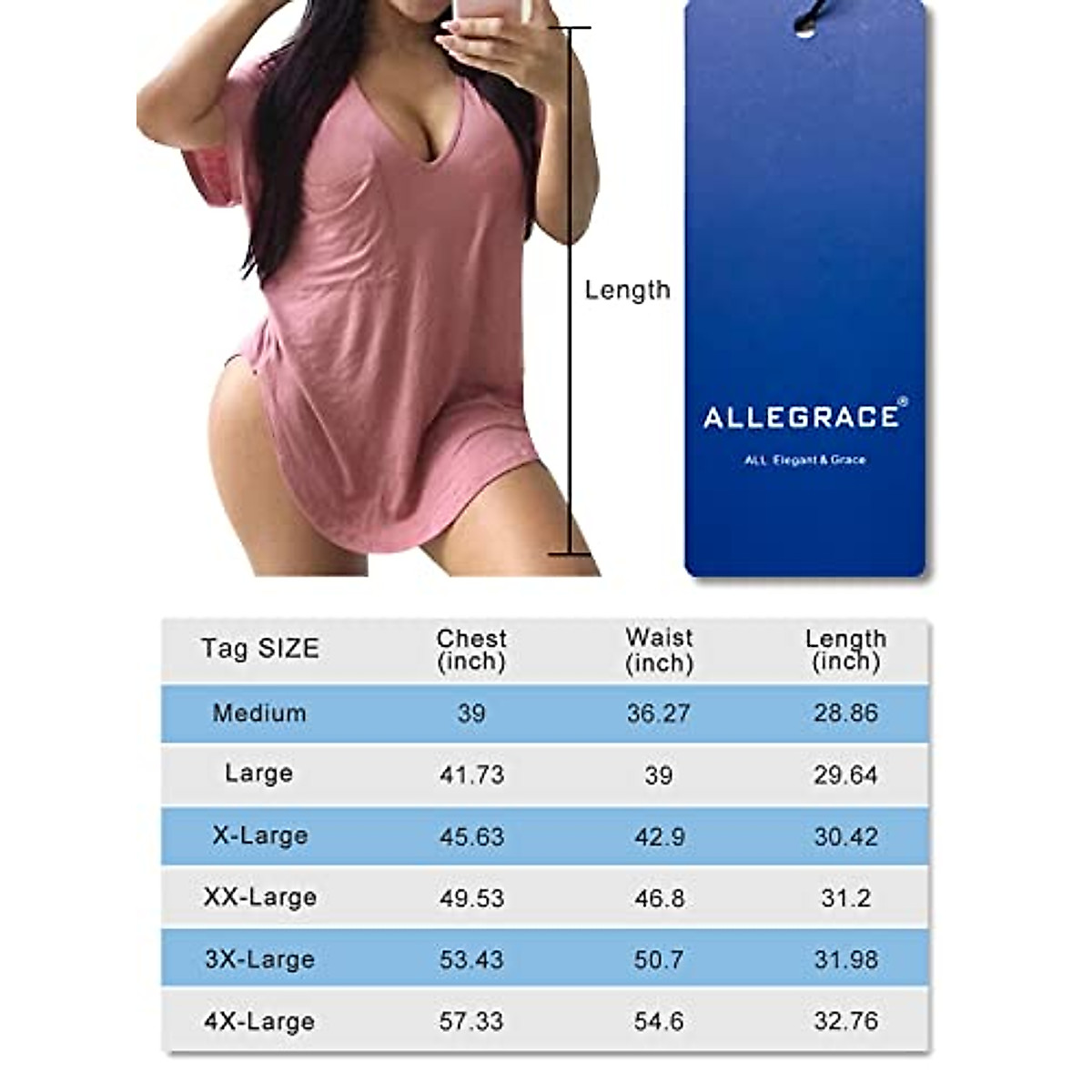 ALLEGRACE Womens Casual Scoop Collar Plus Size T Shirts Summer Tops Tee Black XXXL