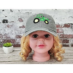 Hepandy Embroidered Tractor Farm Baseball Hats, Toddler Kids Embroidery Snapback Hat Youth Boys Washed Black Adjustable Trucker Hat