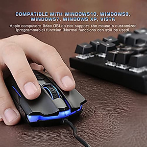 WEEMSBOX Wired Gaming Mouse [Breathing RGB LED] [Plug Play] High-Precision Adjustable 7200 DPI, 7 Programmable Buttons, Ergonomic Computer USB Mice for Windows/PC/Mac/Laptop Gamer