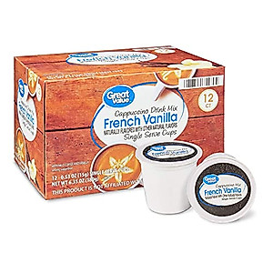 Great Value French Vanilla Cappuccino Mix Coffee Pods, Medium Roast, 18 Count (Pack of 2)