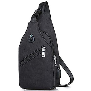 Unisex Sling Bag Chest Shoulder Backpack Fanny Pack Mens Womens Crossbody Bag (Black)