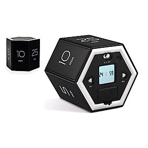 Hexagon Flip Pomodoro Timer,Magnetic Productivity Timer,Smart Study Countdown Kids Visual Timer for Kids,LED Display Digital Timer for Kitchen Cooking Exercise Classroom ADHD Reading (Black)