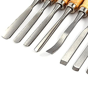 Wood Chisel Tool Set, 12pcs Woodworking Chisels Wood Carving Tools Trimming Down Wood Woodworking Lathe Gouges Tools with Roll-Up Carrying Case for Carpenter Craftsman,6mm (1/4"), 12mm (1/2")