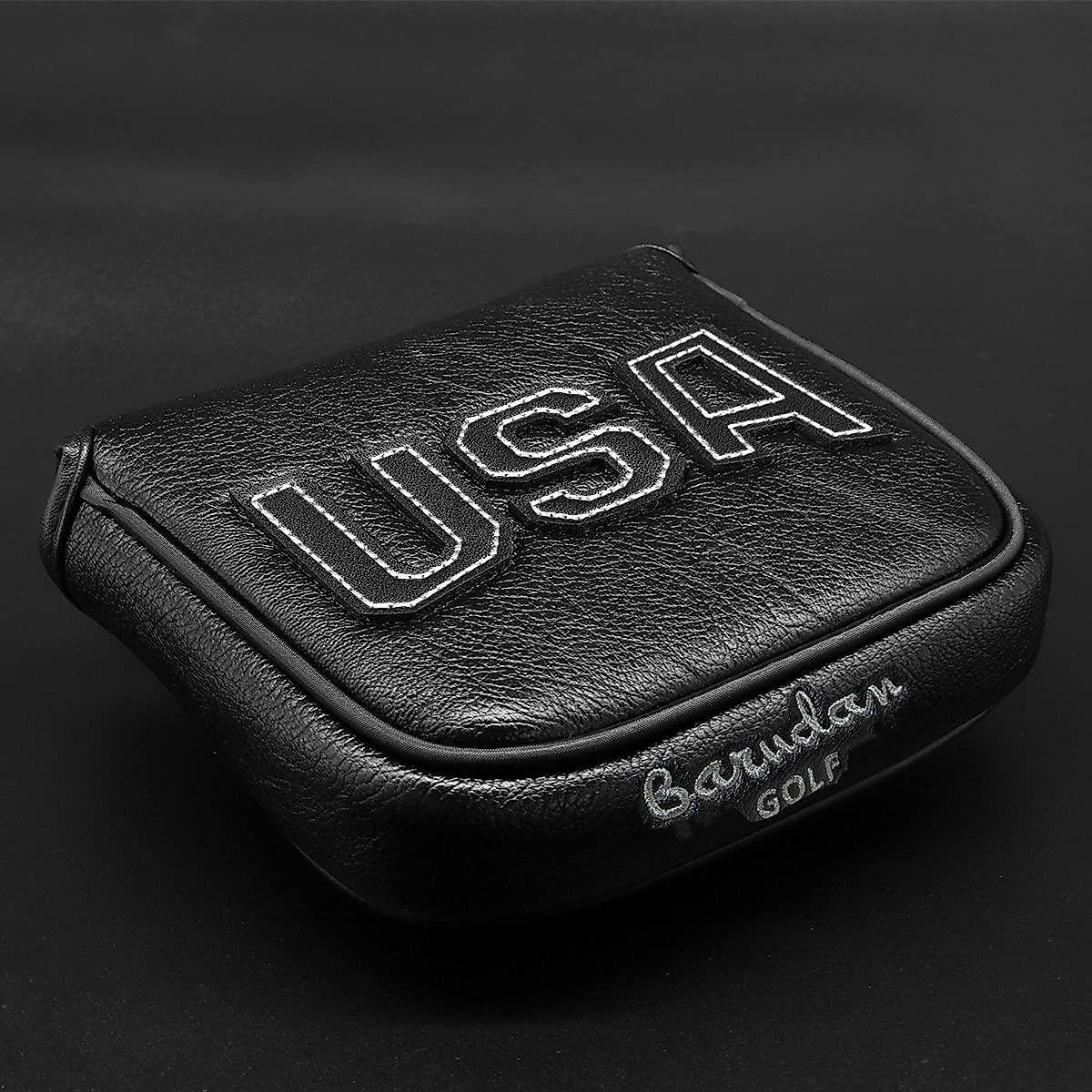 Barudan Golf Magnetic Large Mallet Putter Cover Headcover,Club Head Cover Protective Case Black,Patriotic USA (Black-White Stitching)