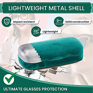 Modern Eyewear Sunglasses Case Hard Shell | Velvet Protective Hard Glasses Case for Men and Women with Cleaning Cloth | Large Green