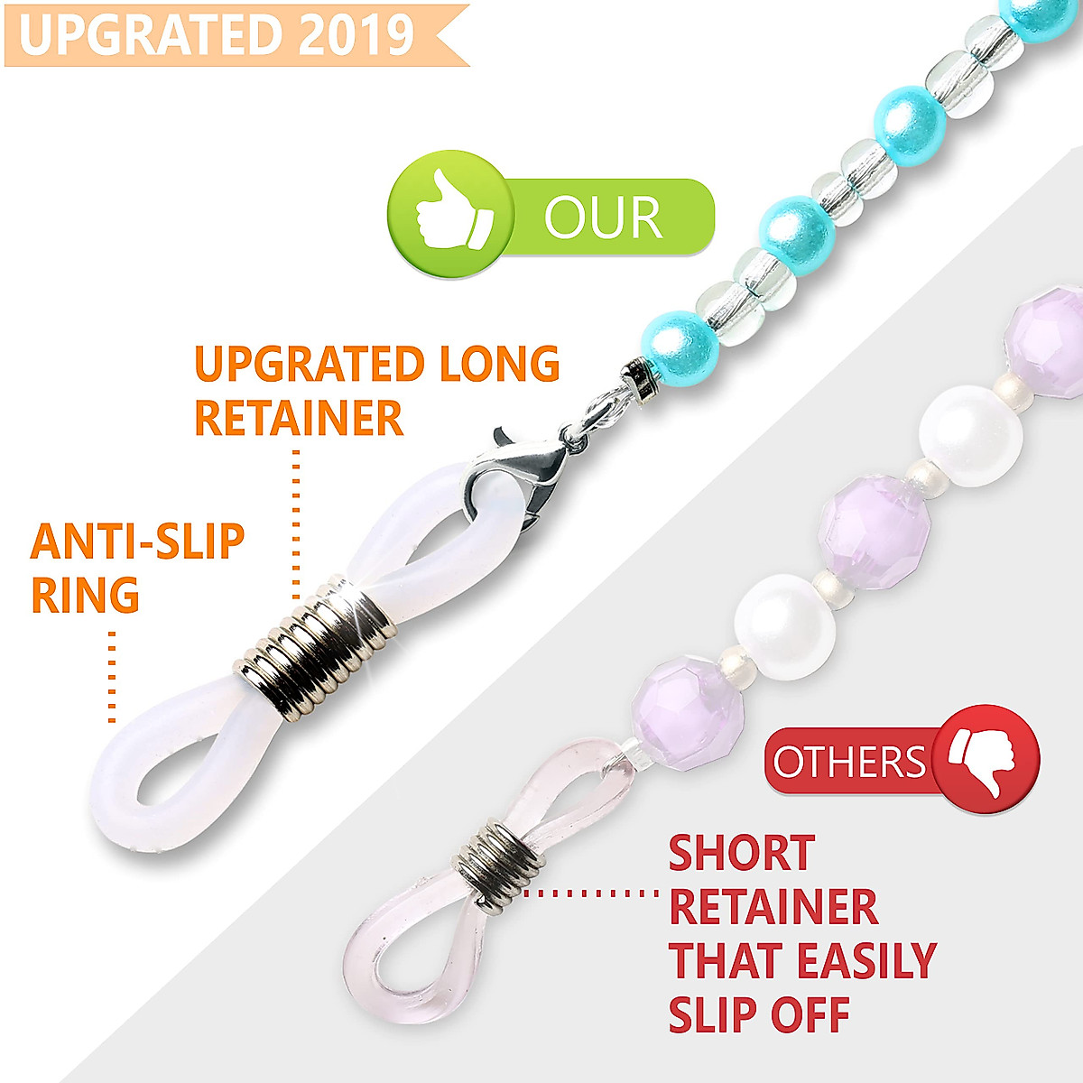 SIGONNA Eye Glasses String Holder - Premium Beaded Eyeglass Holders Around Neck - Eyeglass Chain Cord for Women