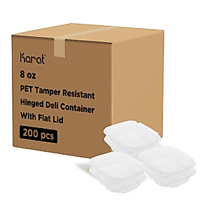 Karat 8oz PET Tamper Resistant Hinged Deli Container with Lid - 200 ct