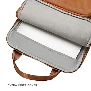 Comfyable Laptop Sleeve Bag 14 Inch Compatible for MacBook Pro 14 Inch 13 Inch, MacBook Air 13 in M2 M1 with Handle & Pocket - Faux Leather Computer Carry Briefcase-Brown