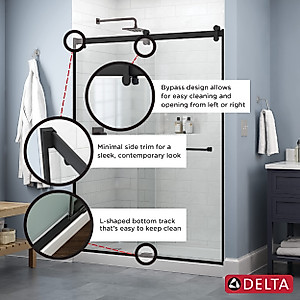 Delta Shower Doors SD3927434 Classic Semi-Frameless Contemporary Sliding Bathtub 60" x58-3/4, Nickel Track