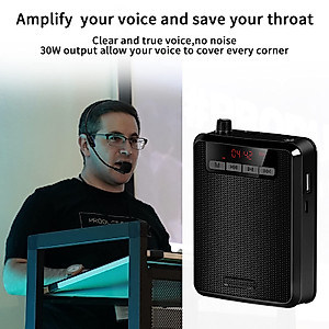 Voice Amplifier，Professional Mini Portable lotmusic Microphone Amplifier Speaker Rechargeable Wired Microphone Headset, Personal for Teacher Classroom Outdoor Meeting Tour Guides (Black)