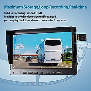 Fookoo Ⅱ 10" 1080P Wired Backup Camera System Kit,10" HD Quad Split Screen Monitor with Recording IP69 Waterproof Rear View Side View Camera Parking Lines for Truck/Semi-Trailer/Box Truck/RV(DY104)