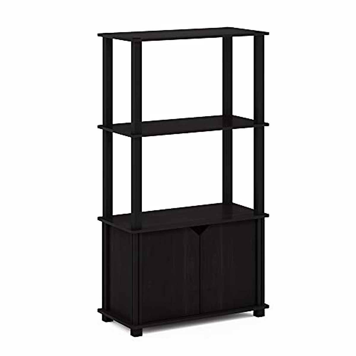 Furinno Brahms 4-Tier Multipurpose Bookcase/Bookshelf/Display Shelf/Display Rack with Door, Espresso/Black