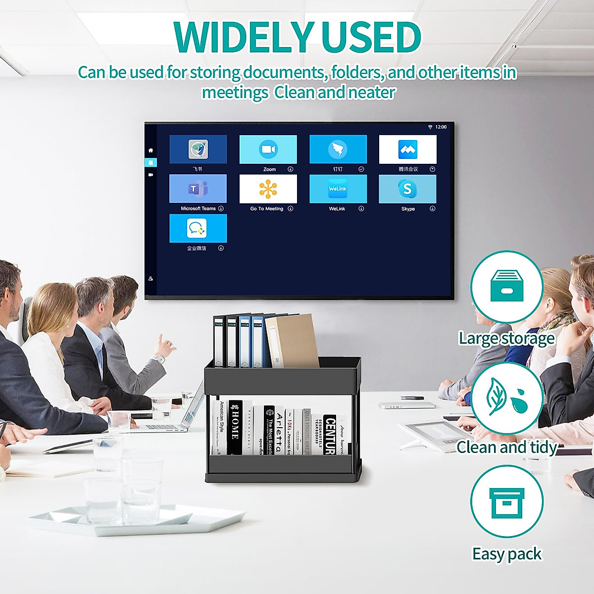 Kitchen Multi-Purpose Sink Organiser, Under Drawer Organiser, Under Sink Storage, 2 Tier Under Cabinet Organiser with Hooks and Cups, Cupboards, Bathrooms and Kitchens, Black