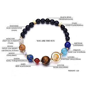 MENGLINA Women Stone Bead Charm Bracelet Universe Galaxy the Eight Planets Nine Planets in the Solar System Guardian Star Bracelets