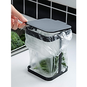 Originals Metal Countertop Trash Can Garbage Bag Holder for Home Kitchen (Black) …