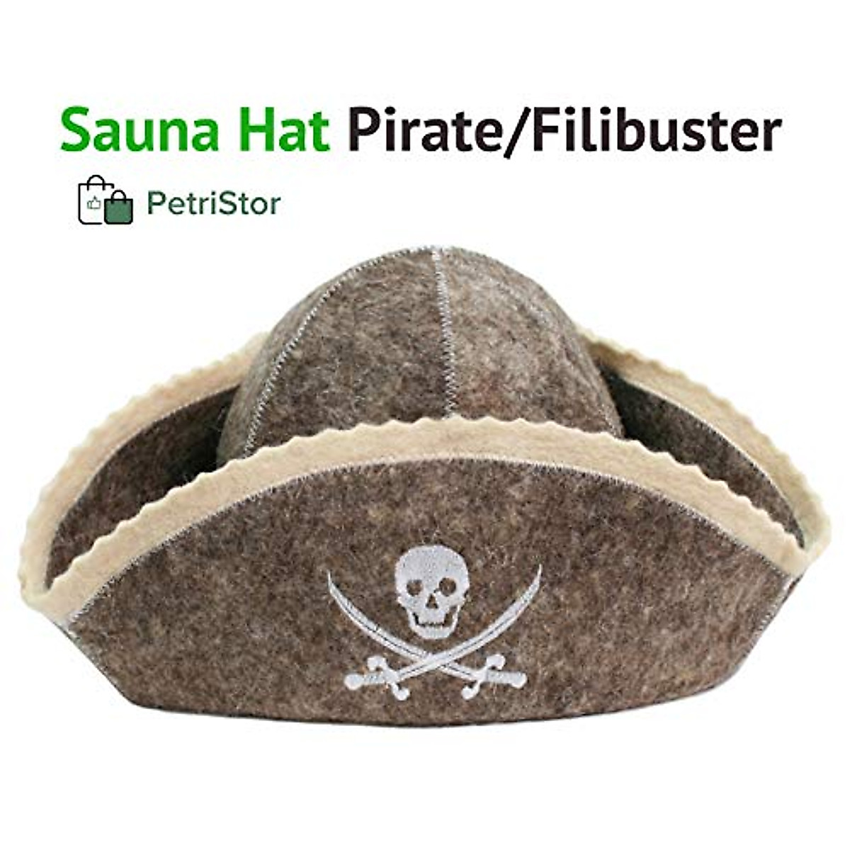 PetriStor Sauna Hat Pirate/Filibuster for Man Natural Felt 100% Natural Made in Ukraine