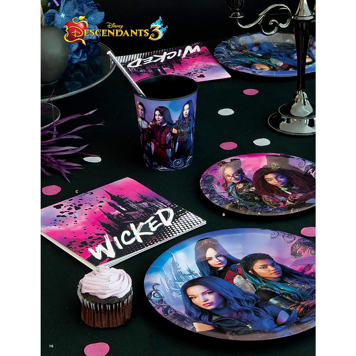 Unique Disney Descendants 3 Party Bundle, Dinner & Dessert Plates, Luncheon Napkins, Table Cover, Great for Fantasy Themed Celebrations, Birthday Bash, Halloween Parties