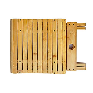 TripDock 12 Inch High Natural Bamboo Folding Stool for Shaving/Shower/Foot Rest/Outside Fishing Chair, Fully Assembled (Natural)