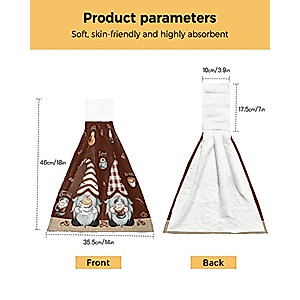 BOBOWUNY Brown Gnomes 2 Pcs Hanging Kitchen Hand Towels, Farmhouse Coffee Casual Time Super Soft Microfiber Tie Towels Aborbent Washcloth for Bathroom Oven Tea Bar