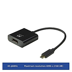 Ewent EW9825 USB-C to Displayport Cable, USB-C Displayport Cable Length 0,15m, 4K @ 60Hz USB-C Converter, Connect Additional Monitor to Laptop