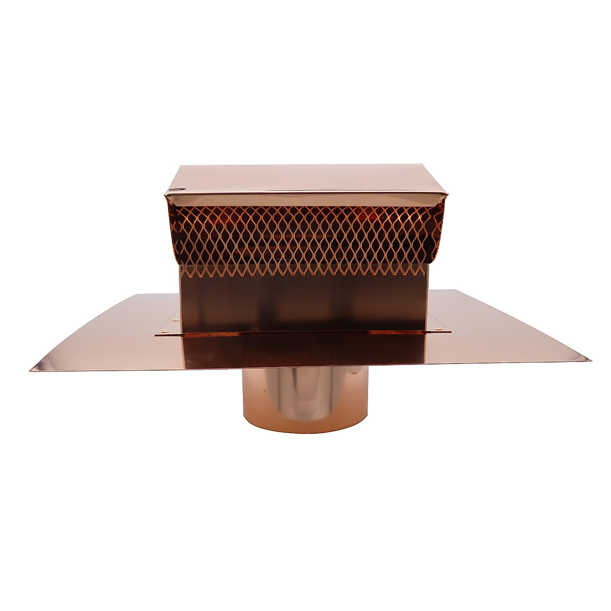Generic Copper Rooftop Exhaust Vent Cap with Damper and Bottom Extension (10 Inch)