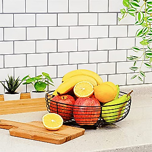 CAXXA Countertop Fruit Bowl, Wire Basket for Fruits, Breads, Vegetables,Snacks, BLACK