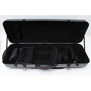 Adjustable 15-17 inch Viola Case 16 inch Hard Carbon Fiber Viola Box Composite with Neck Straps & Music sheet Bag (Black)