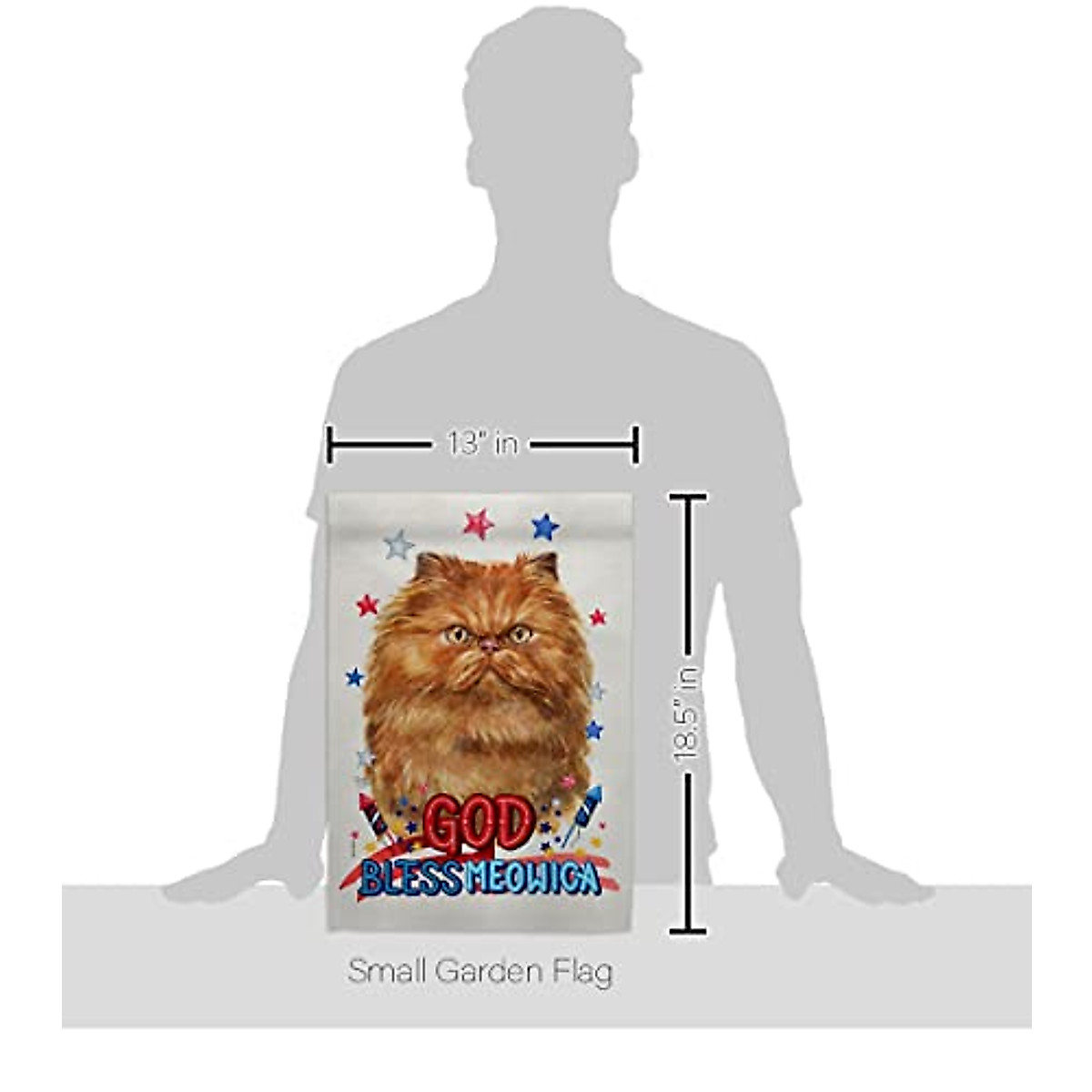 Breeze Decor Patriotic Tan Persian Garden Flag Set Wood Dowel Cat Kitten Meow Spoiled Paw Fur Pet Nature Farm Animal Creature House Banner Small Yard Gift Double-Sided, Made in USA