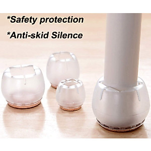 Maydahui 16PCS Round Chair Leg Floor Protectors Furniture Silicon Table Feet Covers Prevents Scratches Glides Caps Cups Fit 1-4/5 to 2 Inch （45-50mm）