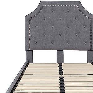 Flash Furniture Brighton Twin Size Tufted Upholstered Platform Bed in Light Gray Fabric