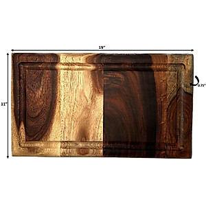 Mountain Woods Brown Large Organic Hardwood Sheesham Cutting Board w/Juice groove | Cheese Board | Chopping board | Charcuterie board | Butcher Block - 19" x 11" x 0.75"