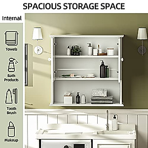 Visiblesser Bathroom Wall Cabinet, Hanging Medicine Cabinets, Wall Mounted Storage Cabinet for Kitchen & Living Room, White