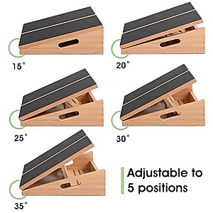 CIKEA Wooden Slant Board/Calf Incline Board - Calf Stretcher with Anti-Slip Surface, Foldable and Portable Calf Stretch Wedge Board for Plantar Fasciitis Exercise