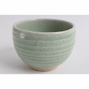 Mino ware Japanese Pottery Large Bowl Mint Green Stripe Crackled (Matcha/Rice) made in Japan (Japan Import) MSB010
