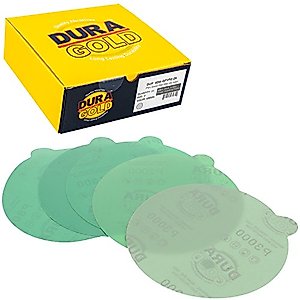 Dura-Gold Premium 800, 1000, 1500, 2000, 3000 Grit 6" Green Film PSA Sanding Discs, 5 Each, 25 Total, Self Adhesive Stickyback Sandpaper for DA Sander, Finishing Sand Automotive Paint Woodworking Wood
