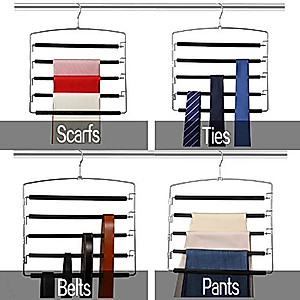 Meetu Pants Hangers 5 Layers Stainless Steel Non-Slip Foam Padded Swing Arm Space Saving Clothes Slack Hangers Closet Storage Organizer for Pants Jeans Trousers Skirts Scarf Ties Towels (Pack of 1)