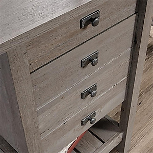 Pemberly Row Single Pedestal Desk in Engineered Wood-Mystic Oak Finish