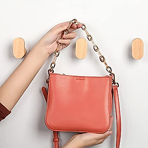 LIVESO Wood Wall Hooks, Modern Minimalist Wood Hooks Wall Mounted, Natural Wooden Wall Coat Hook Rack, Wooden pegs for Hanging Hat, Towel, Robe, Bag (Pack of 4pcs)