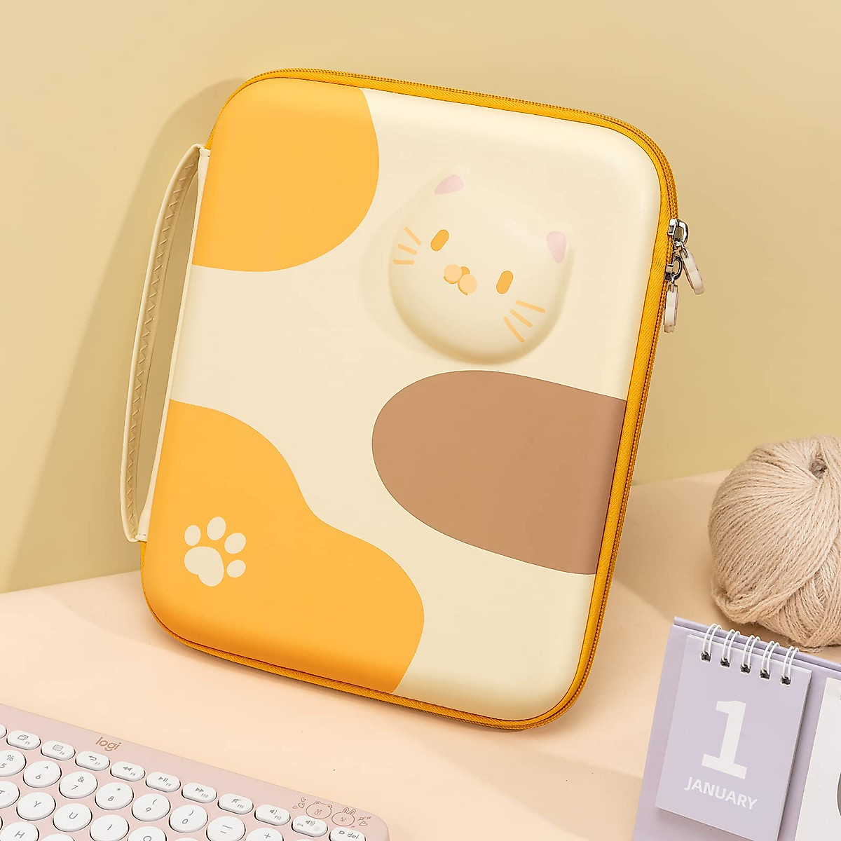 GeekShare Cute Cat 11 Inch Tablet Sleeve Case Compatible with iPad Pro(2021/2020/2018) Shockproof Case Compatible with iPad Air4/3 iPad 2020/2019 Carrying Storage Sleeve Bag with Hand Strap