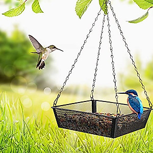 Hanging Bird Feeder Tray,Metal Mesh Hanging Food Tray Feeders, Seed Platform for Bird Feeders,Outdoor Garden Decoration for Wild Backyard Attracting Birds (1 Pack)