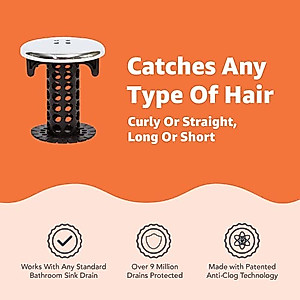 SinkShroom Chrome Edition Revolutionary Bathroom Sink Drain Protector Hair Catcher, Strainer, Snare, Black