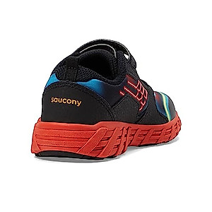 Saucony Wind Alternative Closure Sneaker, NEON/Black/RED, 2 US Unisex Big Kid