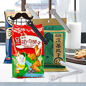 Ctpeng Cute Bag Sealer,Reusable Cat Chip Clips for Keeping Crisp,Bag Clip for Bread Snack Chips Sugar,Airtight Seal on Food Storage Bags(Paw,6PCS)