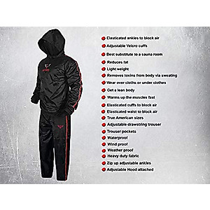 Jayefo Sauna Sweat Suit For Men & Women Boxing MMA Fitness Weight Loss With Hood (L)