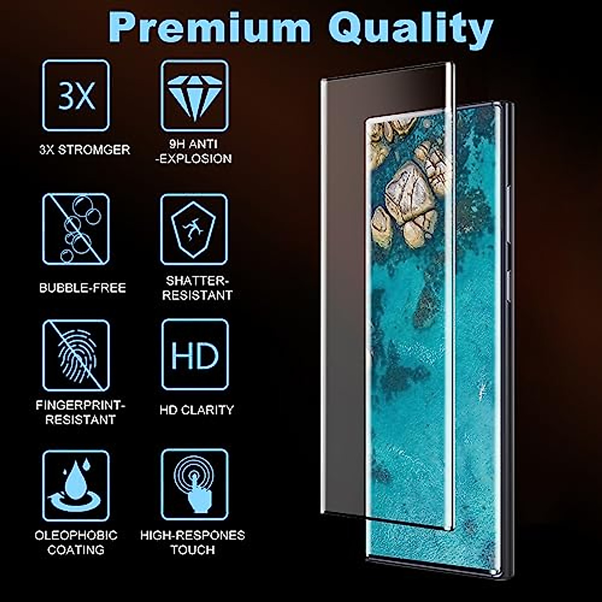 Coliary [2+2 Pack] Galaxy S23 Ultra Screen Protector, 9H Tempered Glass, Ultrasonic Fingerprint Support, 3D Curved, HD Clear Scratch Resistant for Samsung Galaxy S23 Ultra 5G Glass Screen Protector