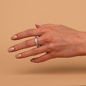 PAVOI 14K Yellow Gold Plated Love Rings Oval Cubic Zirconia 5mm Stackable Yellow Gold Rings for Women Size 7