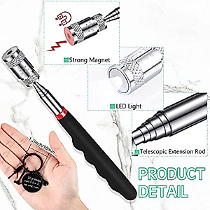 Gifts for Dad Magnetic Pickup Tool Stocking Stuffers Telescopic Magnet Stick with keychain Tech Birthday Gifts for Men (Dad Style)