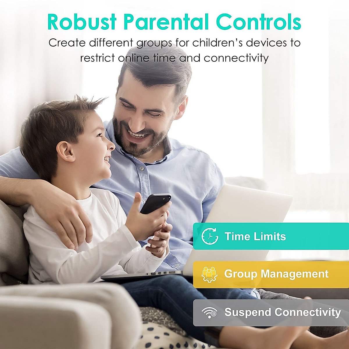 Tri-Band Mesh WiFi System, up to 6000 sq. Ft Whole-home Coverage, Router & Extender Replacement w/ 9 Gigabit Ethernet Ports, High-Performance Mesh WiFi Network Covers 8+ Rooms and 100+ Devices- 3 Pack