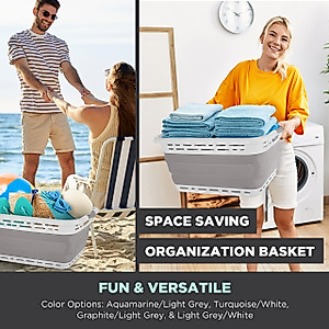 BLACK+DECKER 1 Large 25" Slim Collapsible Laundry Basket - Portable & Space-Saving Basket with Dual Comfort Grip Handles - Ideal for Laundry, Towels, Blankets & More in Small Spaces & Travel, Grey